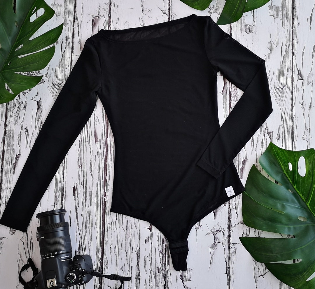 Mesh Long Sleeve, Black Mesh Bodysuit, Long Sleeves, Black Stretchy ...
