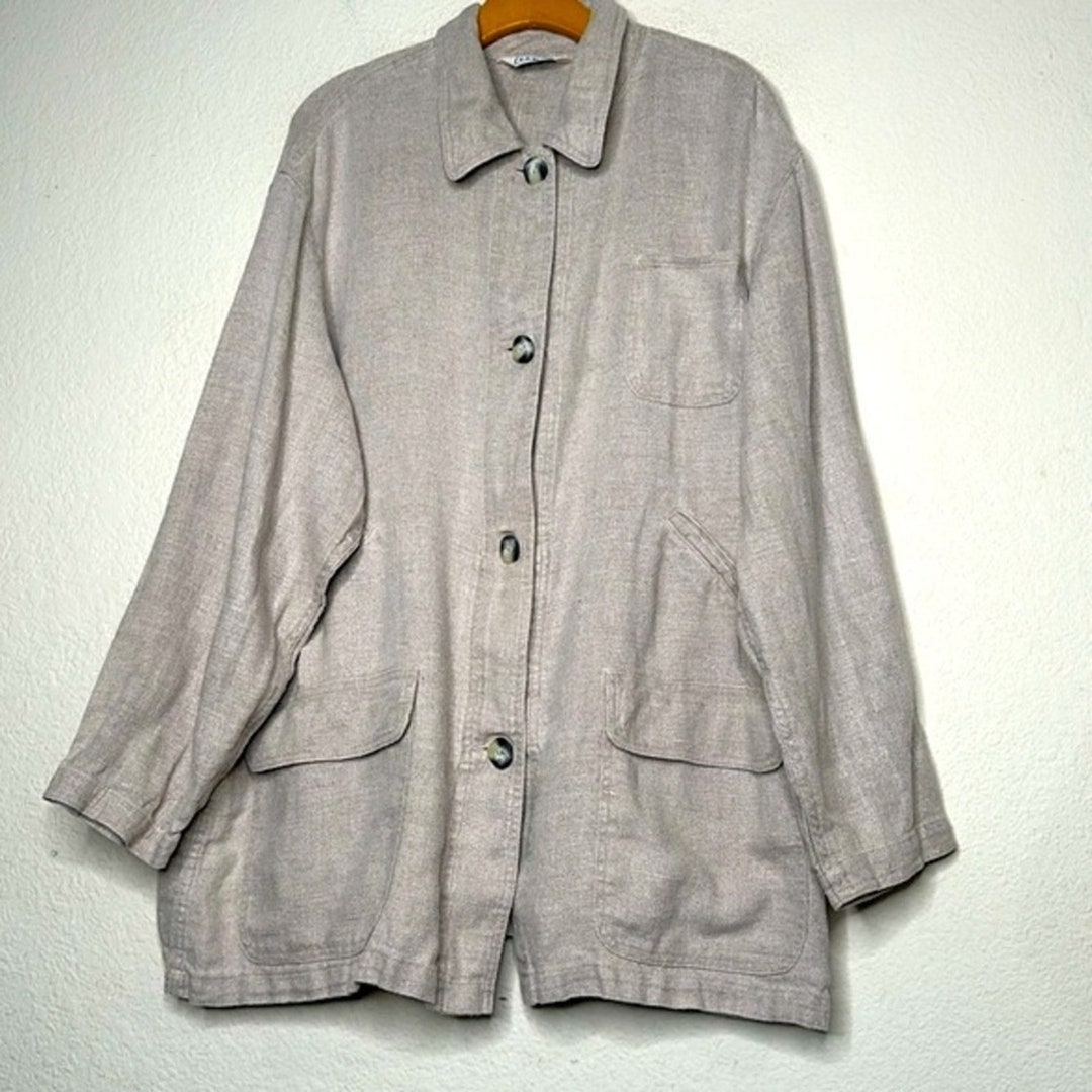 VTG Llbean 100% Linen Safari Jacket Tan Utility Gorpcore Outdoors Oversized XL - Etsy