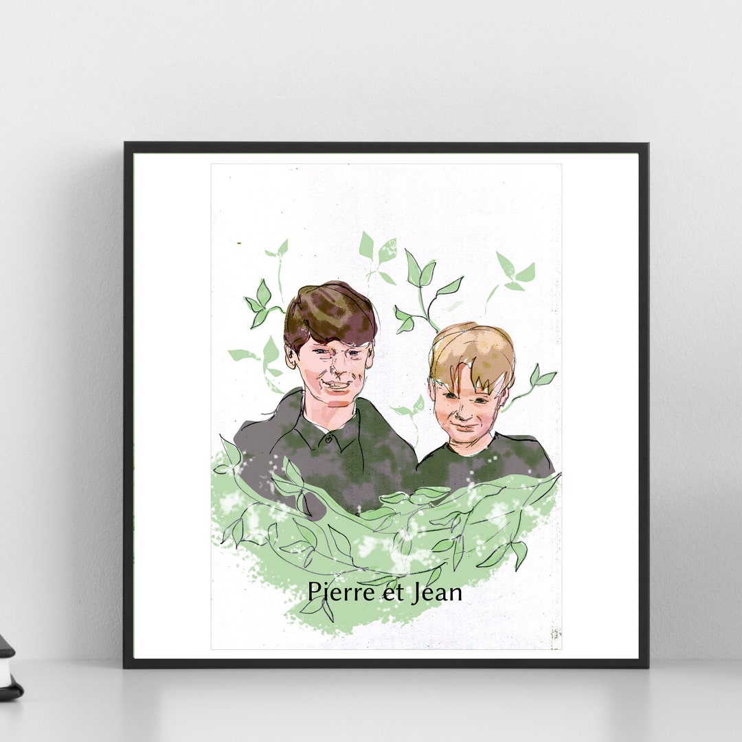 Portrait of Brothers, Digital Custom Portrait, Draw From Photo, Family ...