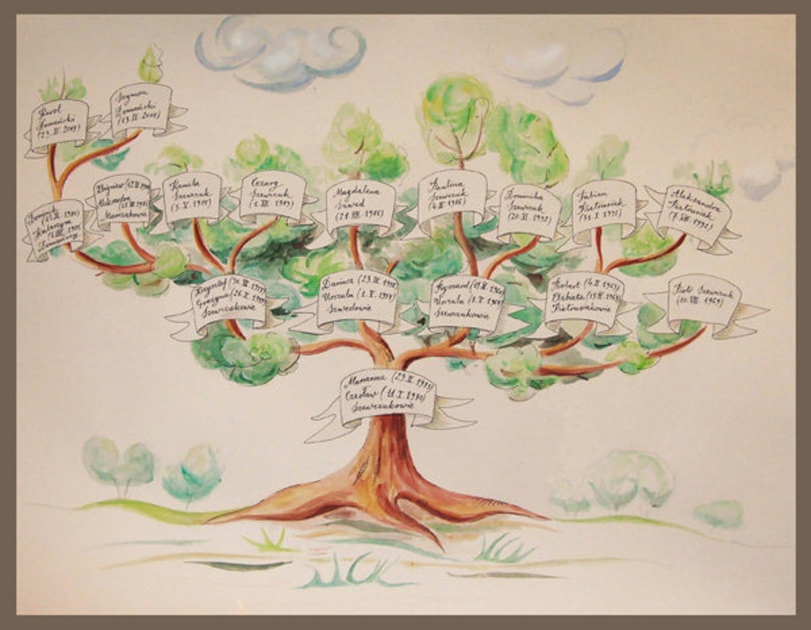 Family Tree Painted on Cardboard - Etsy