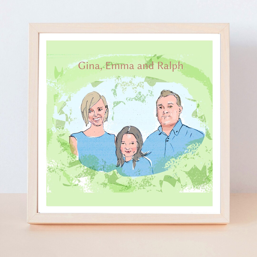 Family Portrait, Draw From Photo, Personalized Gift, Family ...