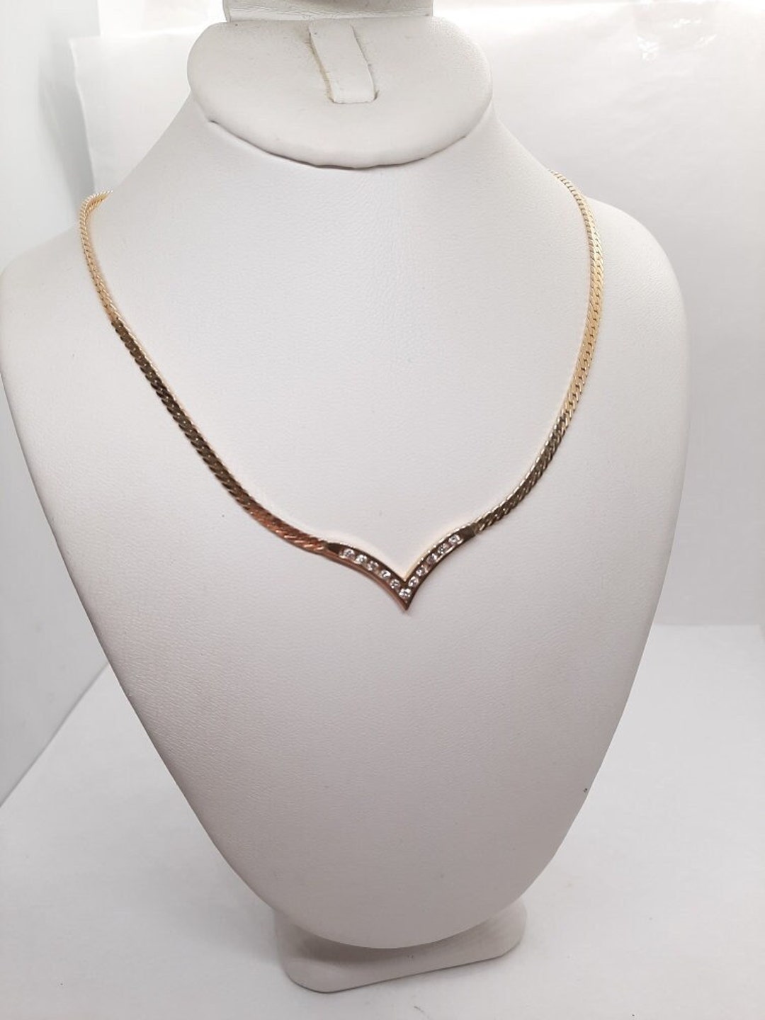 14K Yellow Gold Diamond Necklace Omega Style Chain Necklace - Etsy