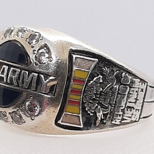 Sterling Military Army Ring Replublic of Vietnam Service Ring Black ...