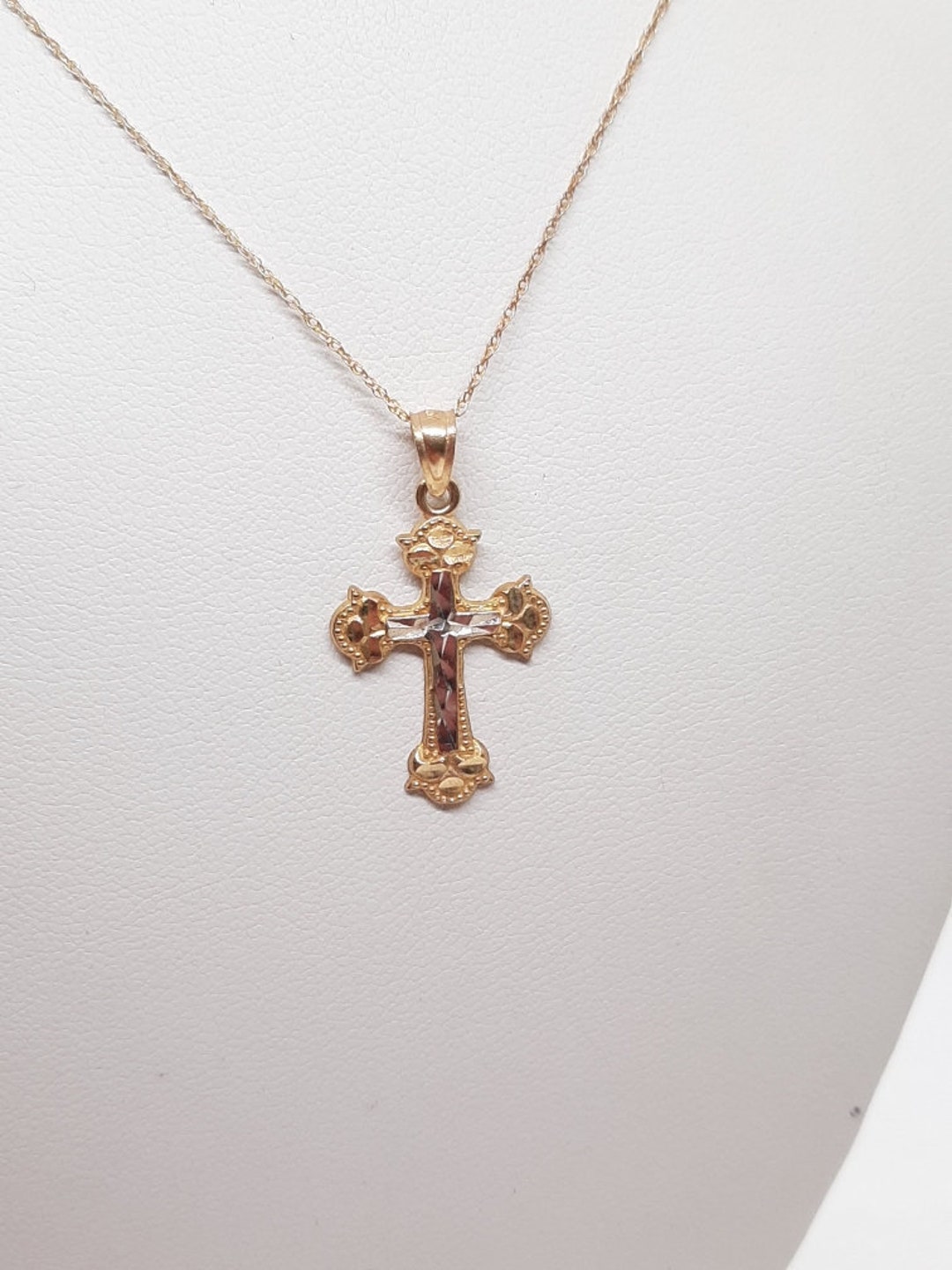 10K Yellow White Gold Crucifix Cross Necklace NOT INCLUDED - Etsy