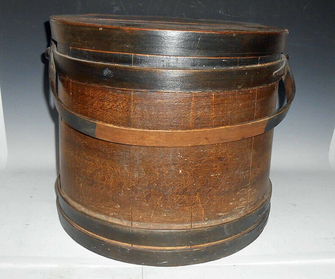 RARE 1800's Brown & Mustard Sponge Decorated Sugar Firkin - Etsy