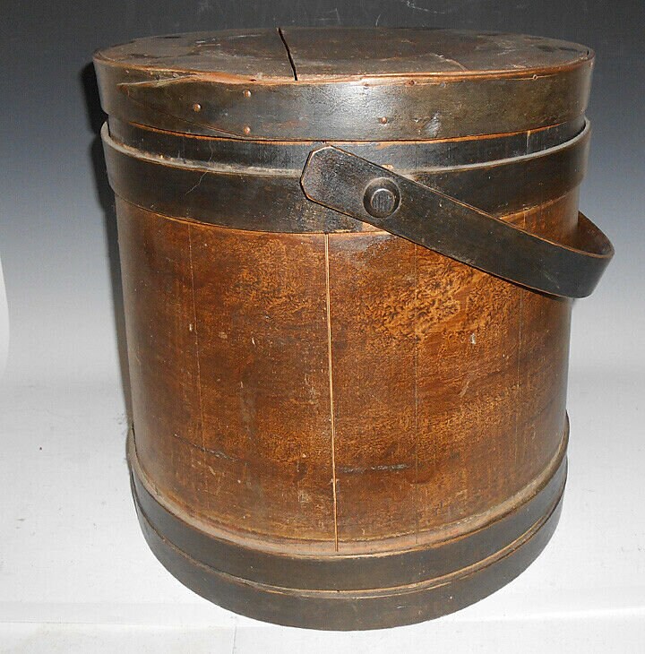 RARE 1800's Brown & Mustard Sponge Decorated Sugar Firkin - Etsy