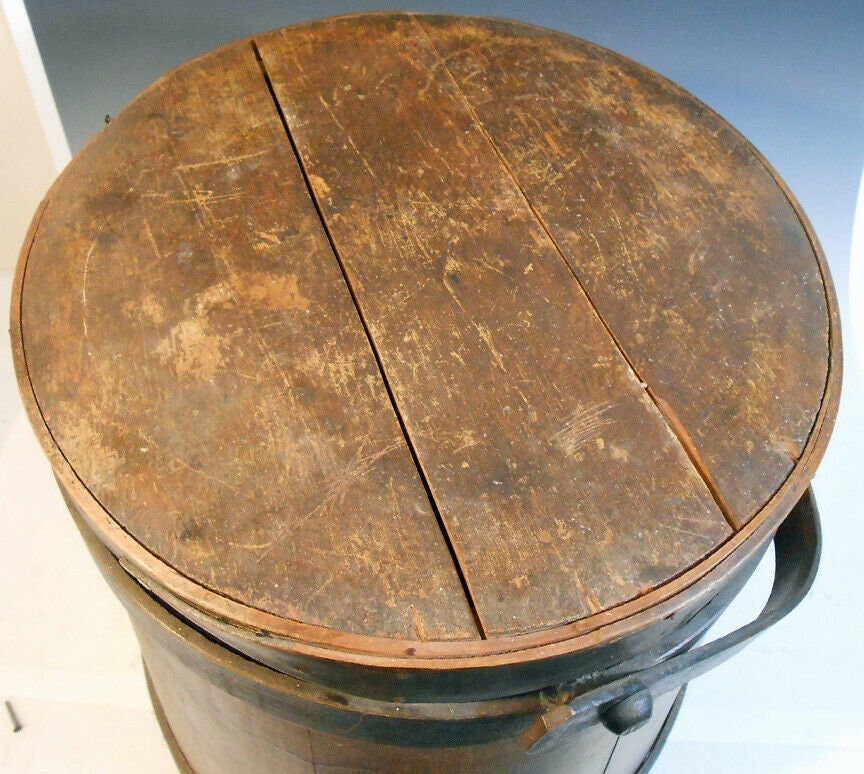 RARE 1800's Brown & Mustard Sponge Decorated Sugar Firkin - Etsy