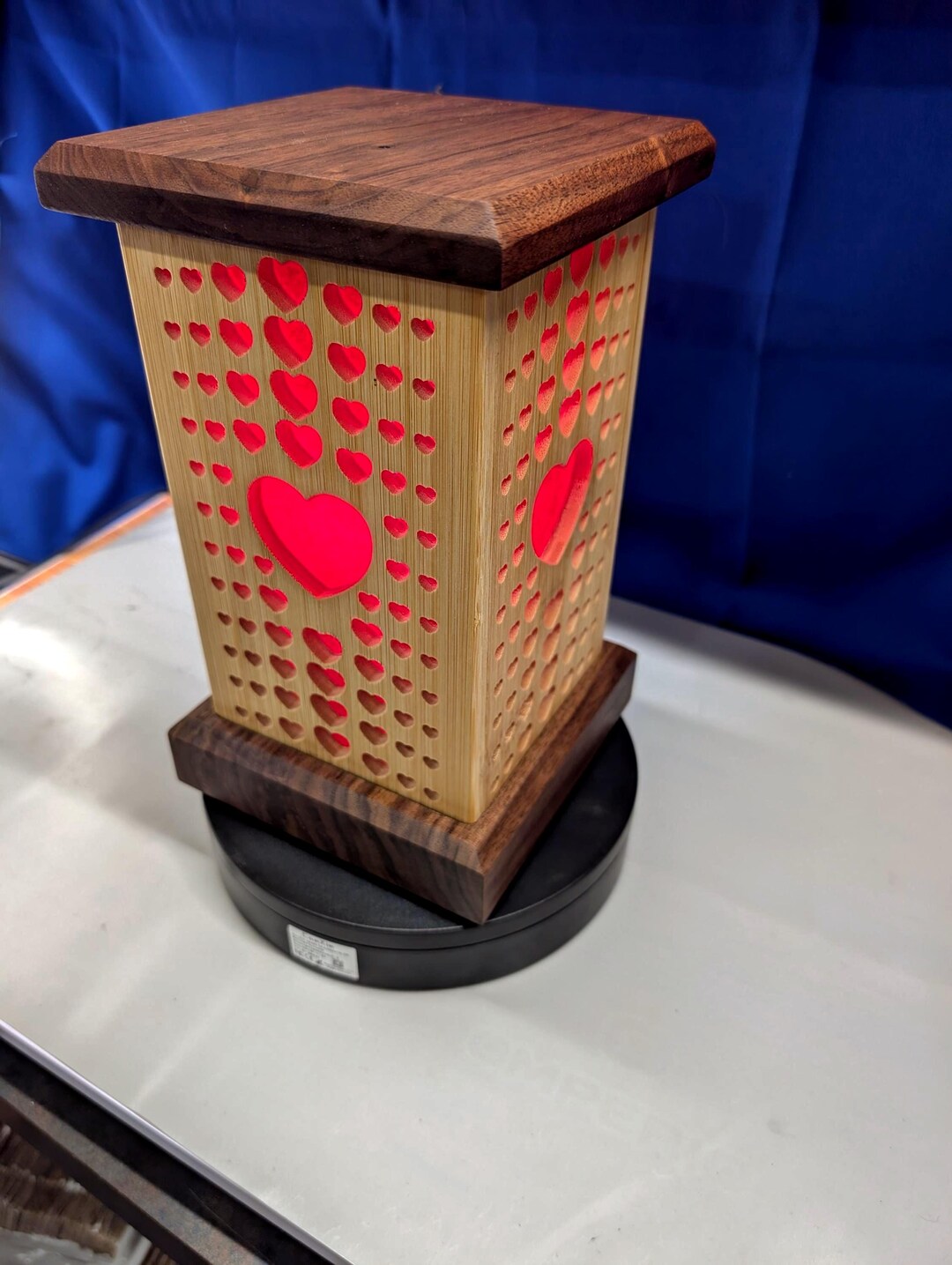 Valentine’s Day Bamboo Heart Light Box, Walnut Base, LED Bulb - Etsy