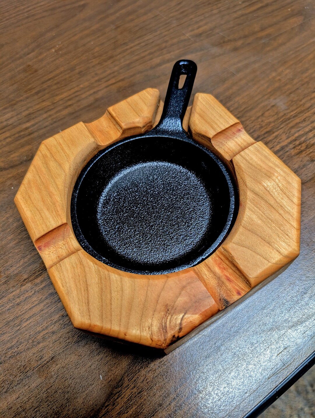 Cigar Ashtray Cherry Hardwood Cast Iron Mini Skillet - Etsy