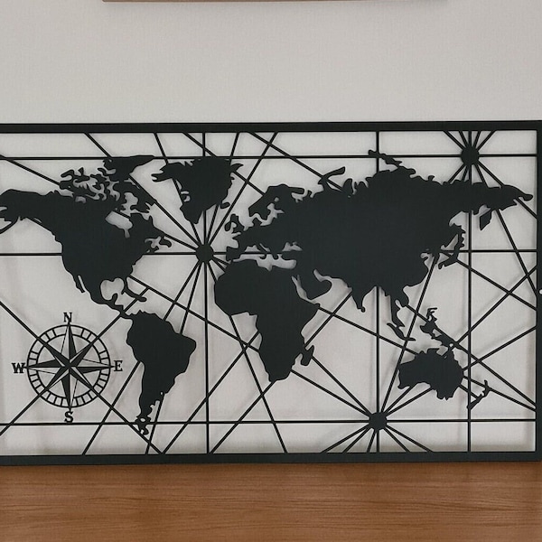 World Map Metal Wall Art - Etsy UK