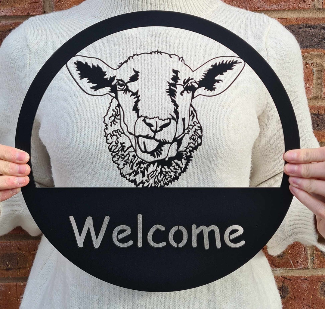 Sheep Welcome Sign | Metal Farm Animal Wall Plaque | Home & Garden ...