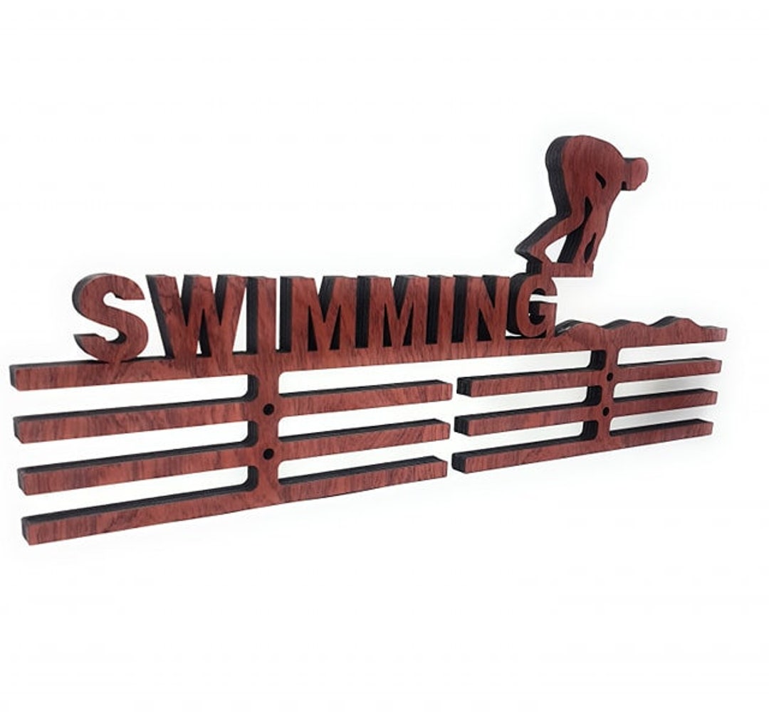 Medal Hanger/holder/display/rack-/hook *SWIMMING, SWIMMER* ,WOOD, Store ...