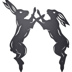 Boxing Hares Garden Ornament Statue Decor Lawn Spike Metal Gift ...