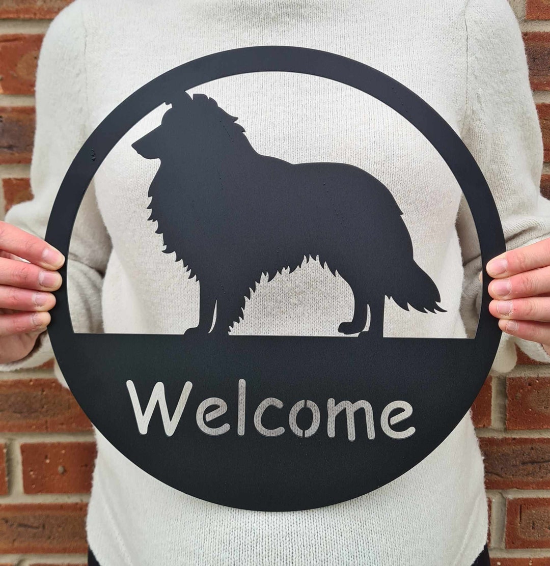 Sheltie Welcome Sign | Metal Dog Wall Plaque | Home & Garden Decor ...
