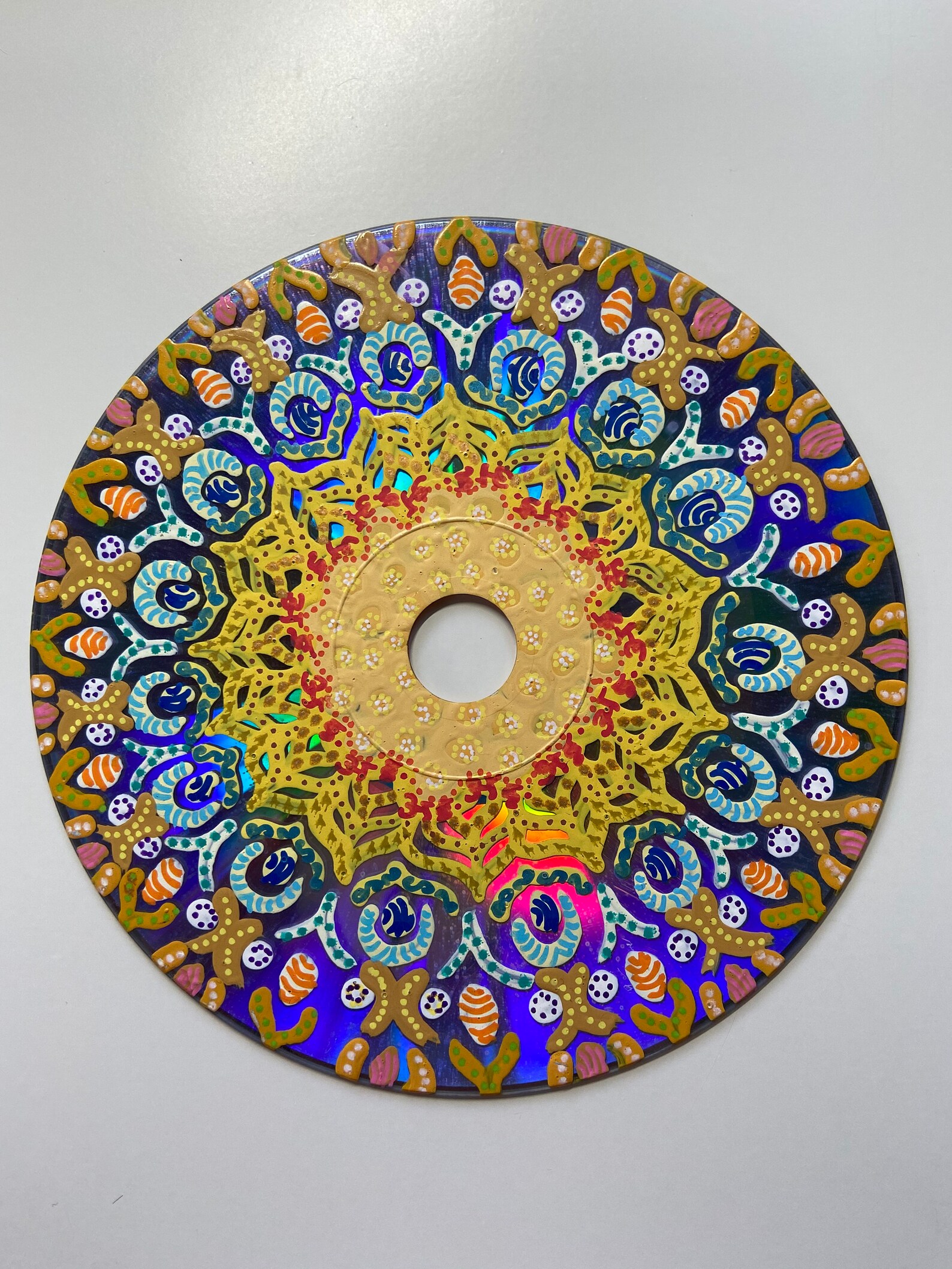 Art mural de peinture de mandala sur CD - Etsy France