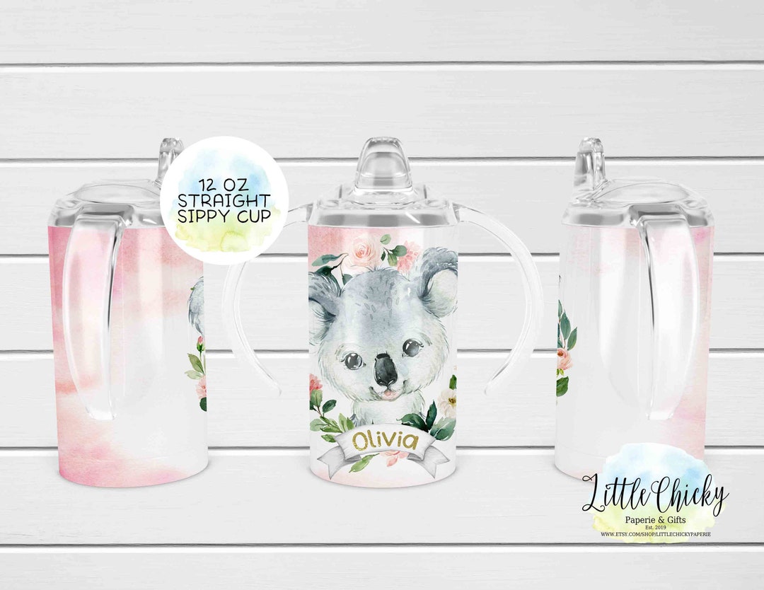 Koala 12oz Straight Sublimation Sippy Cup Wrap, Blush Floral Koala Cup ...