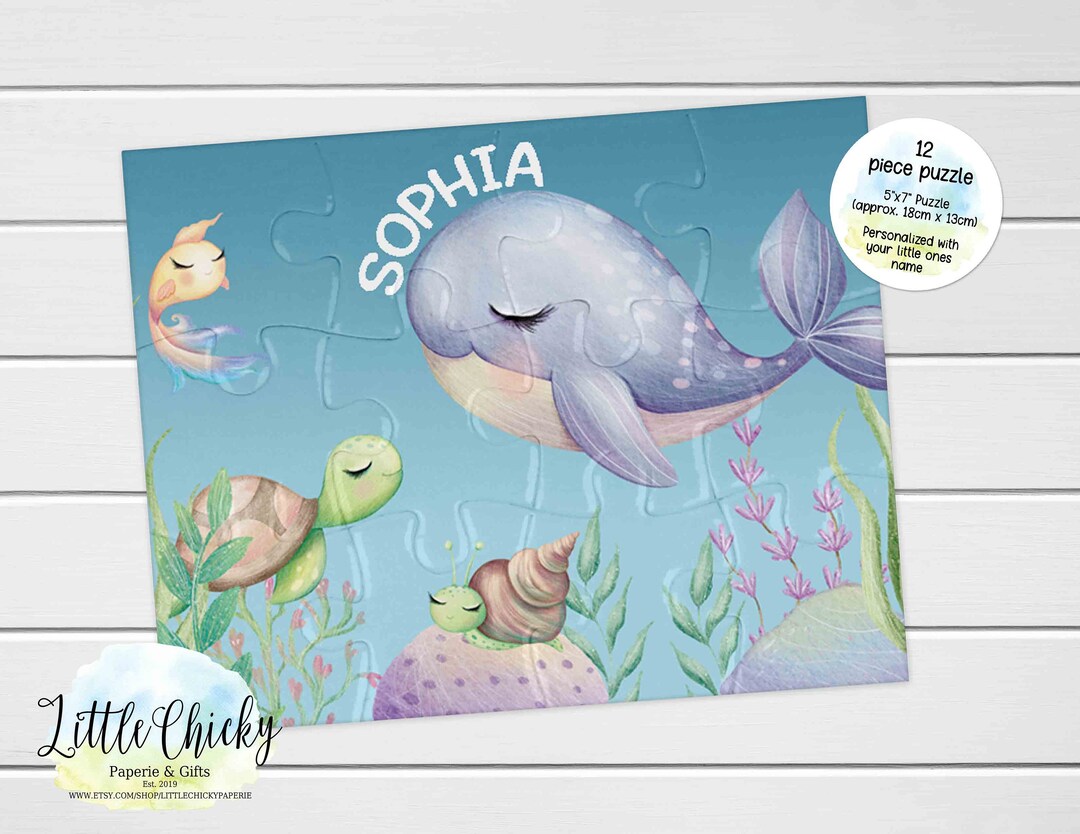 Personalized Under the Sea Puzzle, 18x13cm Puzzle, 5x7 Puzzle, 12 ...