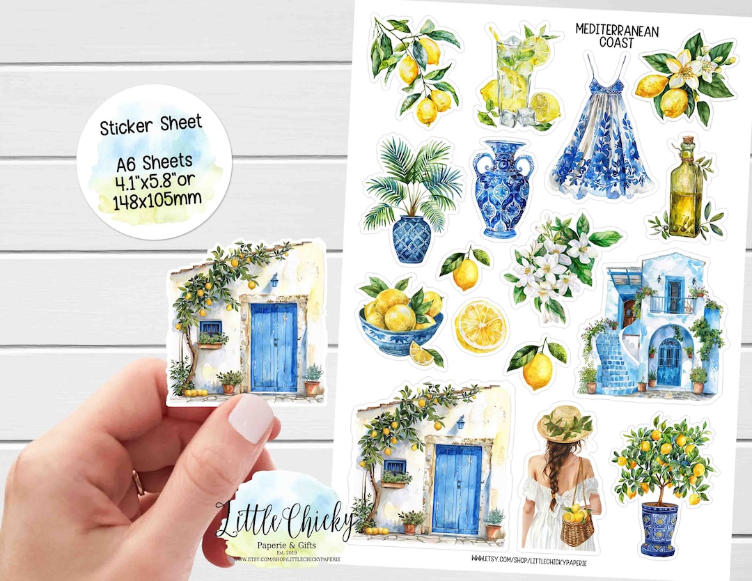 Sticker Sheet - Mediterranean Coast Planner Stickers, Greece, Scrapbook ...