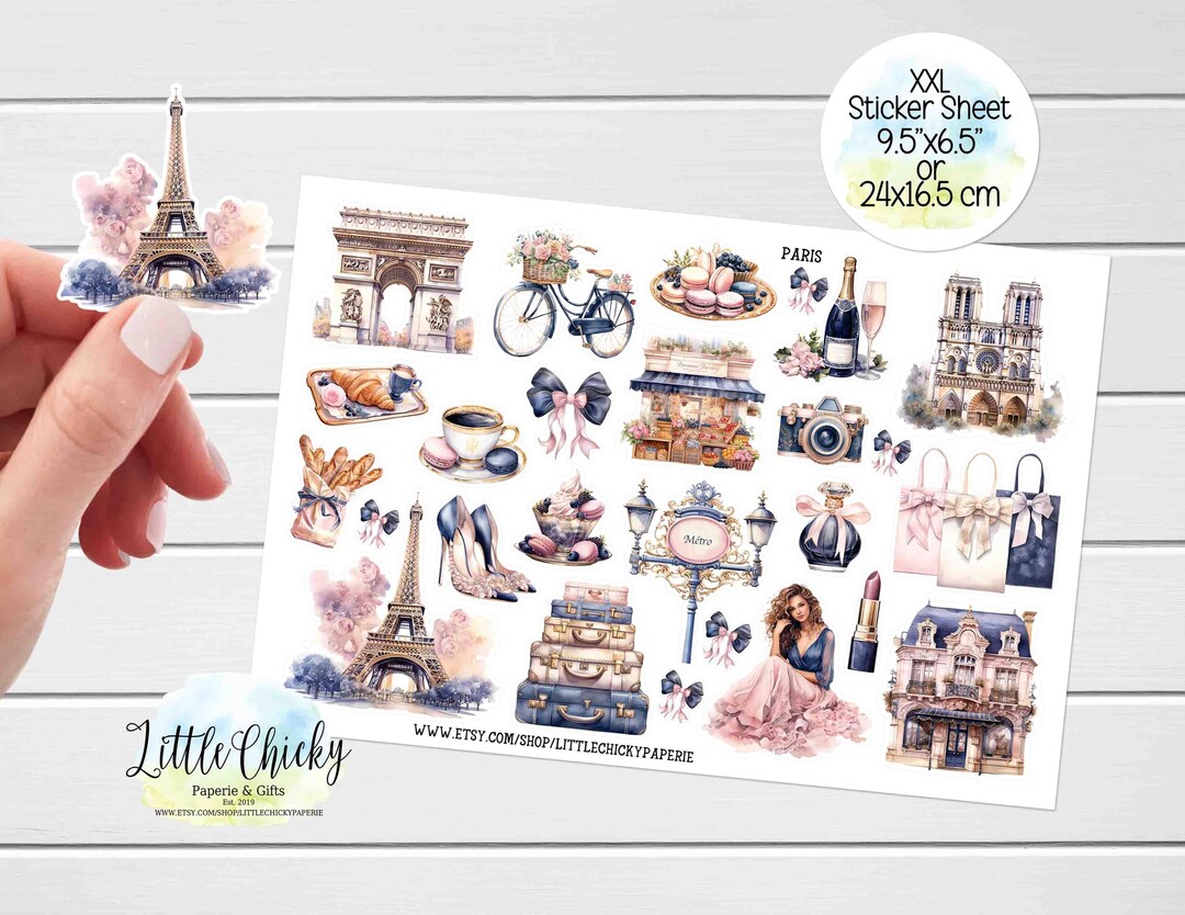XXL Sticker Sheet - Paris Stickers, Blush & Navy Paris Stickers ...