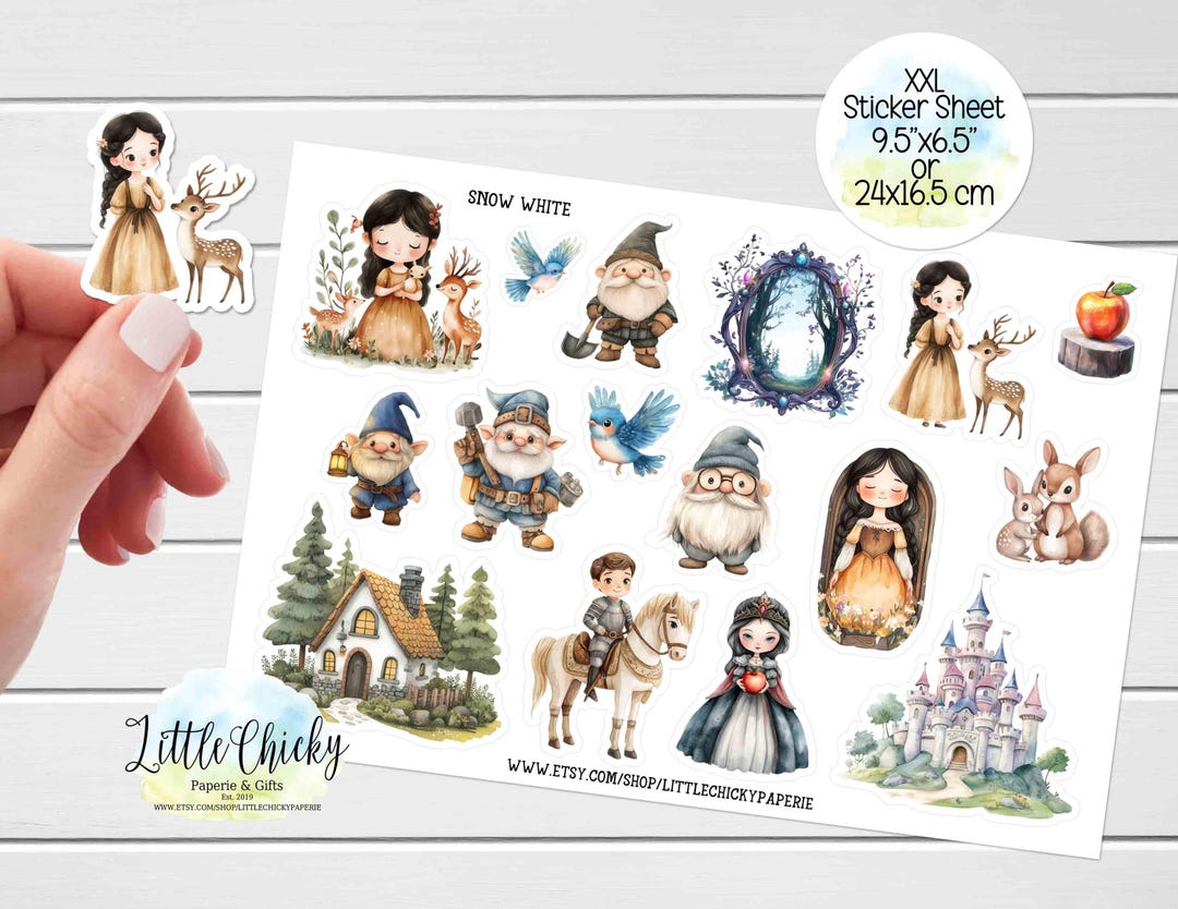 XXL Sticker Sheet - Snow White Stickers, Planner Stickers, Baby Book ...