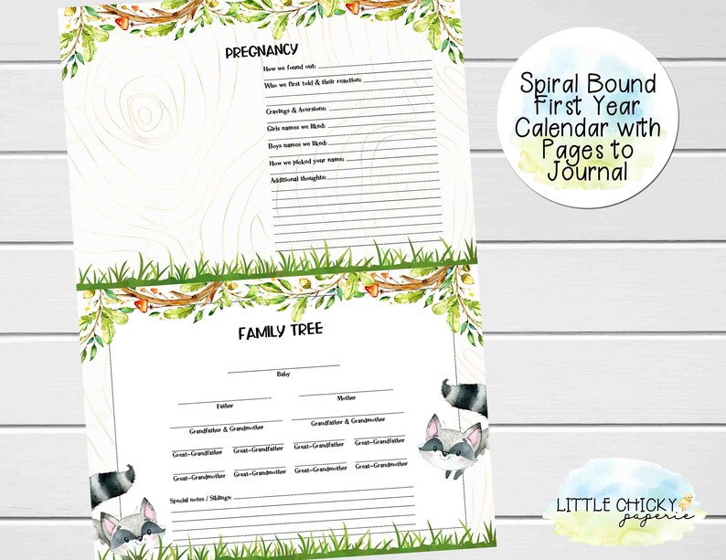 Woodland Animals Baby First Year Calendar Forest Animals | Etsy