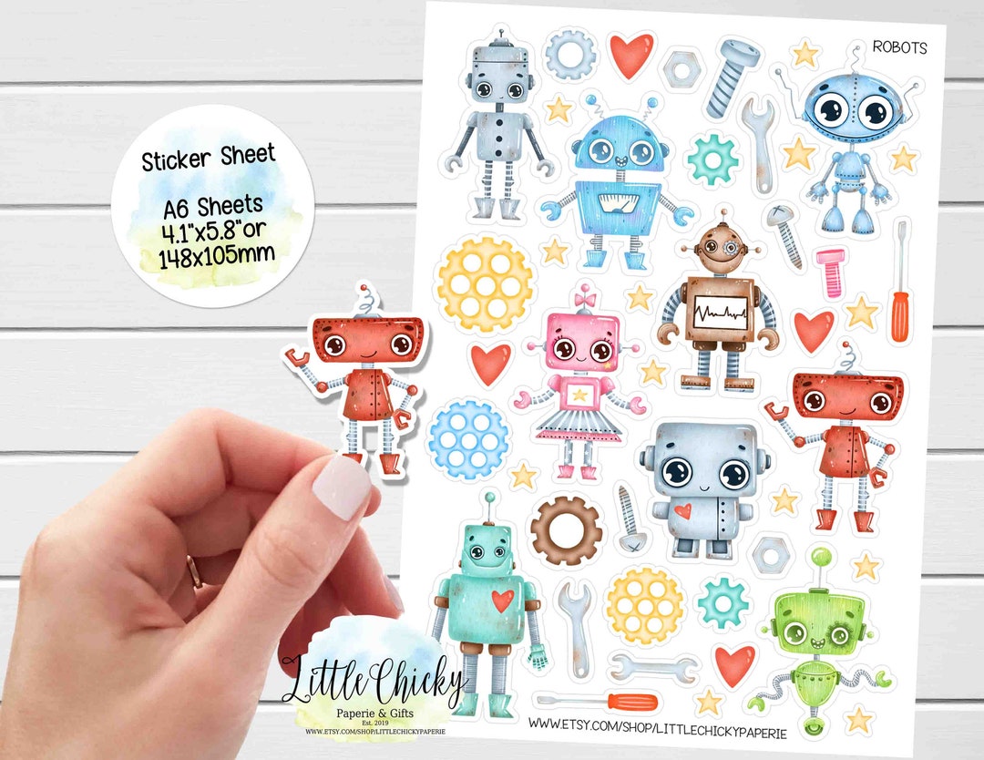 Sticker Sheet - Robot Stickers, Planner Stickers, Scrapbook Stickers ...