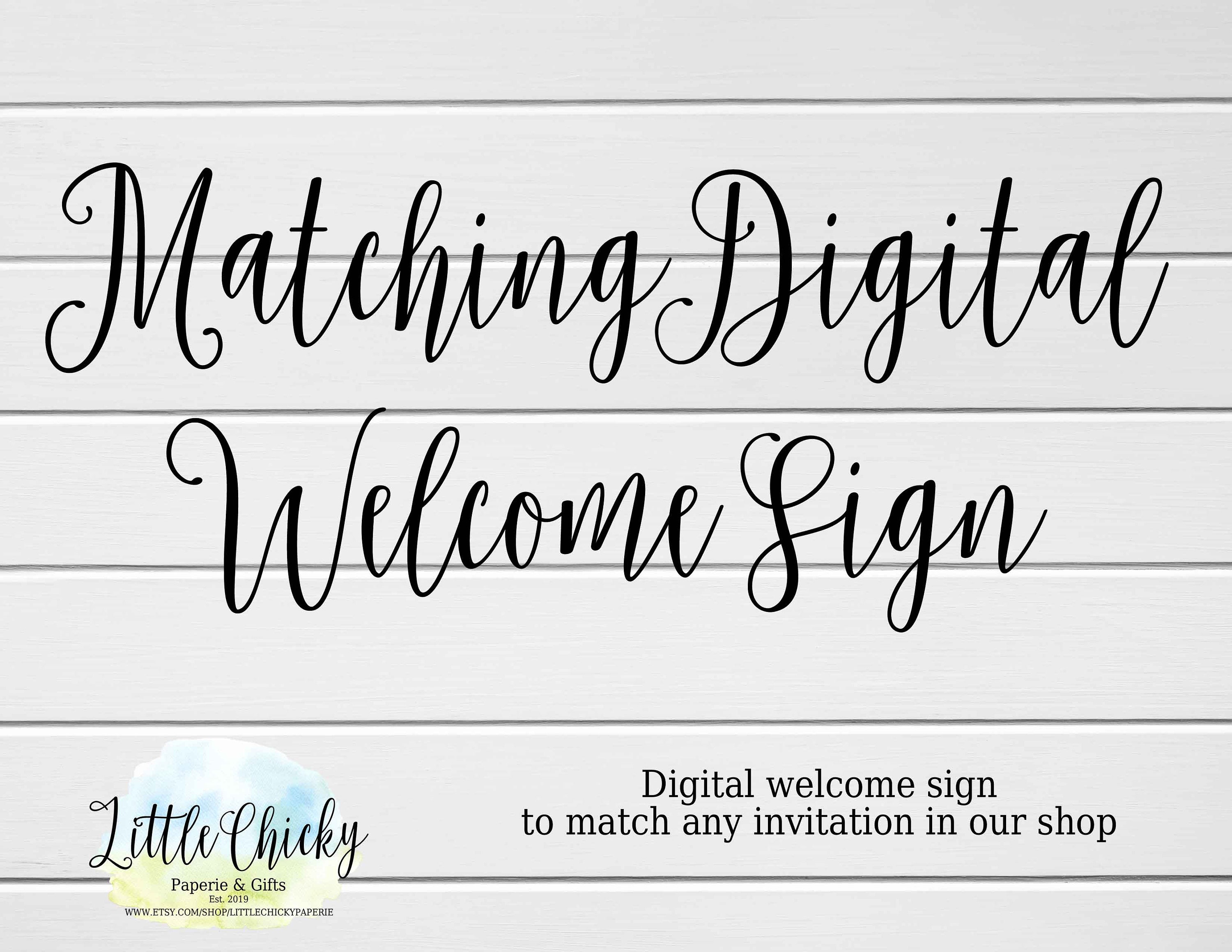 Welcome Sign, Matching Digital Welcome Sign for Any Design in Our Shop ...