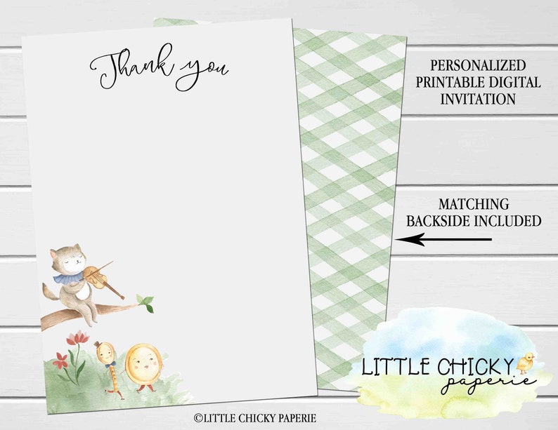 Hey Diddle Diddle Thank You Card Nursery Rhyme Thank You - Etsy