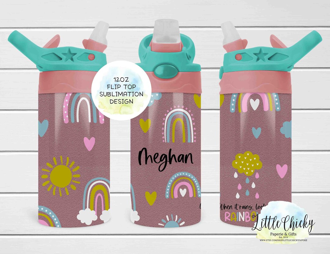 12oz Kids Flip Top Sippy Cup Sublimation Design, Rose Gold Modern ...