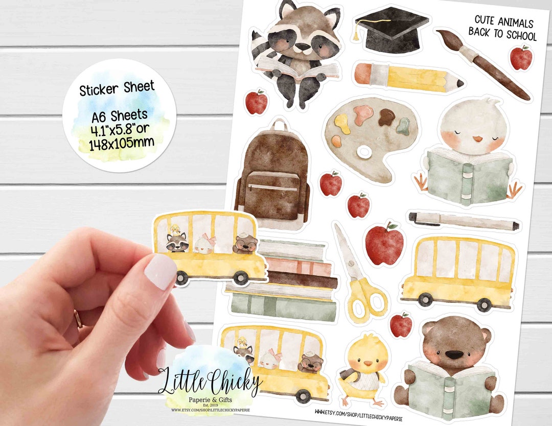 Sticker Sheet - Animal Back to School Stickers, Planner Stickers ...