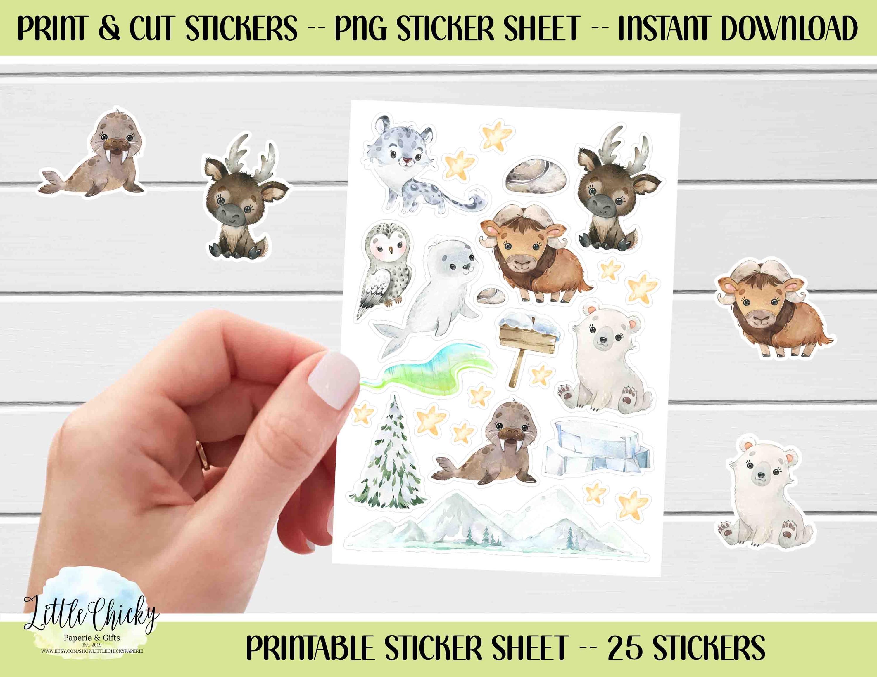 Printable Stickers - Arctic Animals, PNG Stickers, Print and Cut ...
