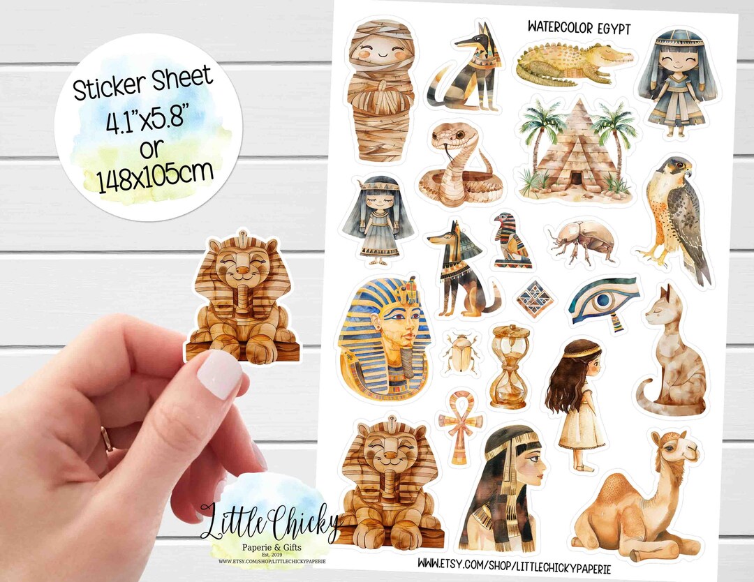 Sticker Sheet - Watercolor Egypt Stickers, Cute Children's Stickers ...