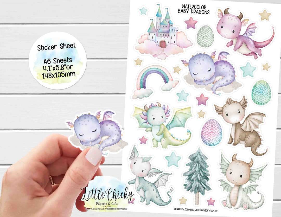 Sticker Sheet - Baby Dragons Planner Stickers, Cute Baby Dragons ...