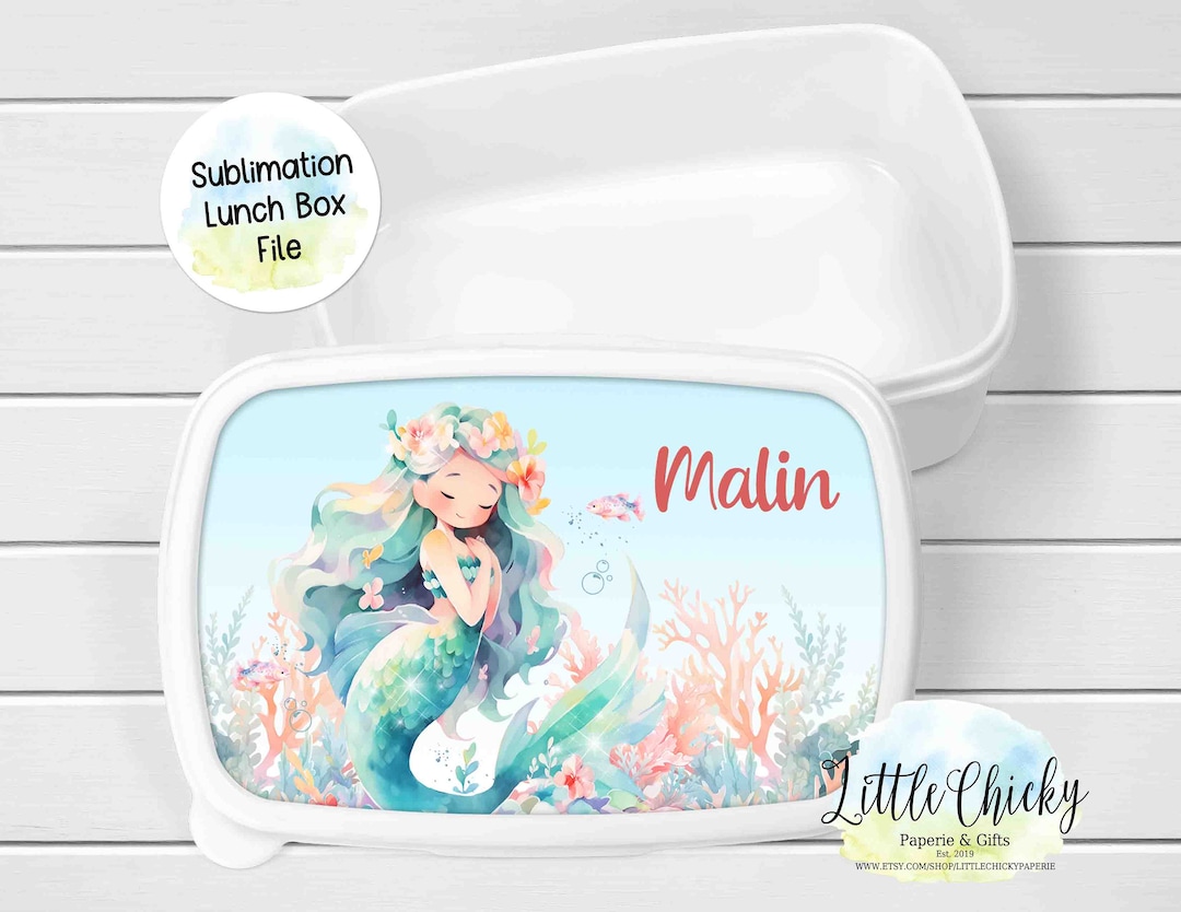 Mermaid Lunch Box Sublimation Design, Watercolor Mermaid, Brotbox ...