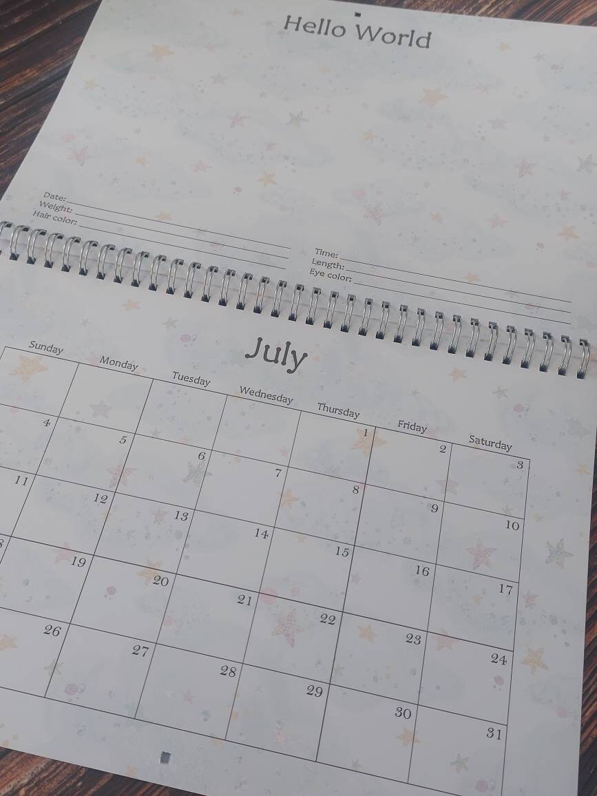 Teddy Bear Baby First Year Calendar Bear First Year Calendar | Etsy