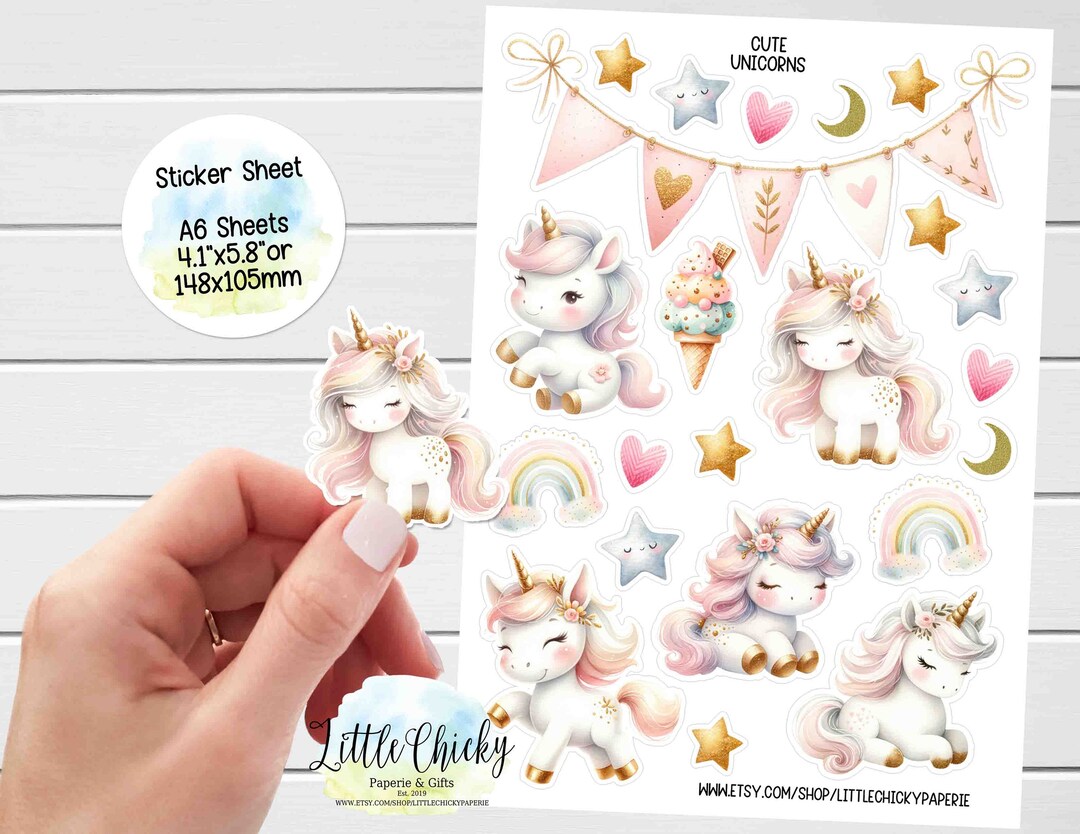 Sticker Sheet - Unicorn Stickers, Cute Unicorns, Planner Stickers ...
