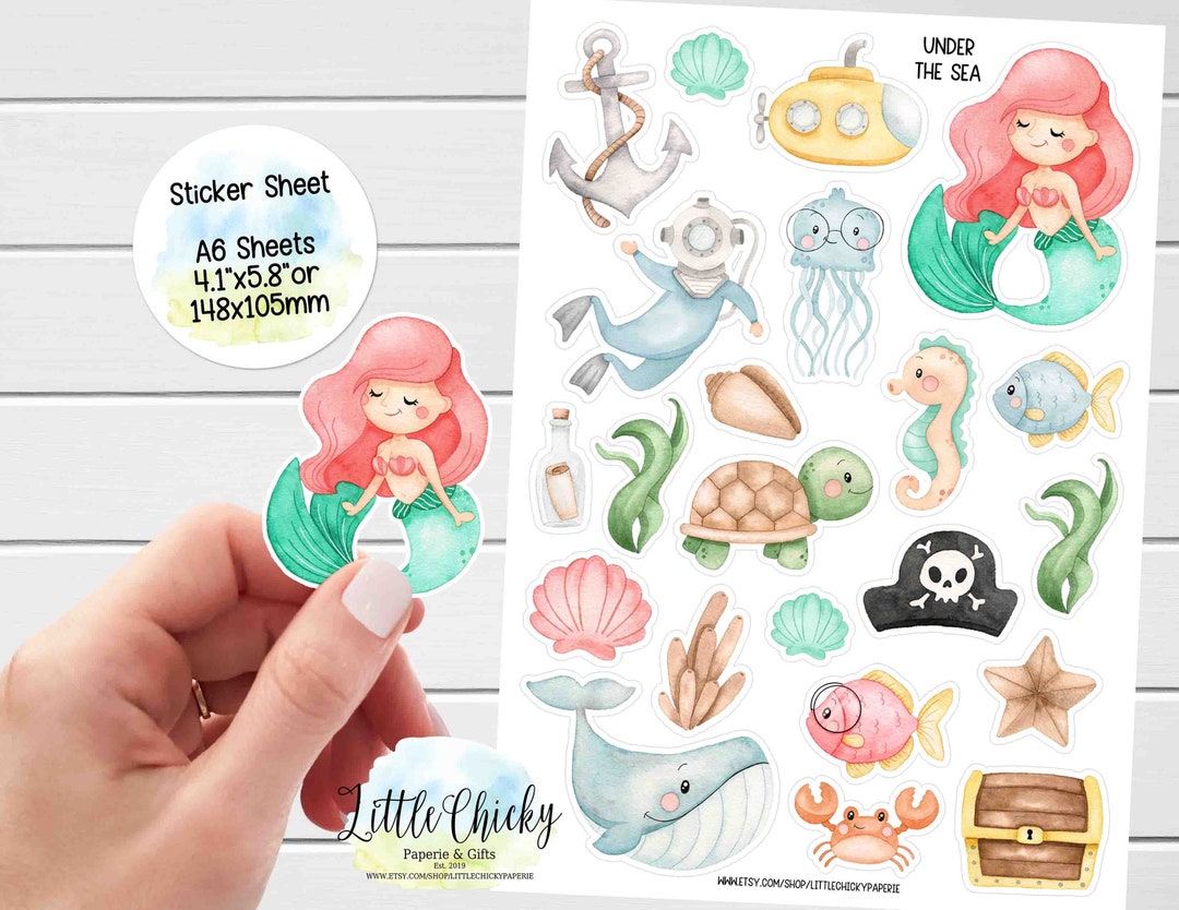 Sticker Sheet - Watercolor Under the Sea Stickers, Planner Stickers ...