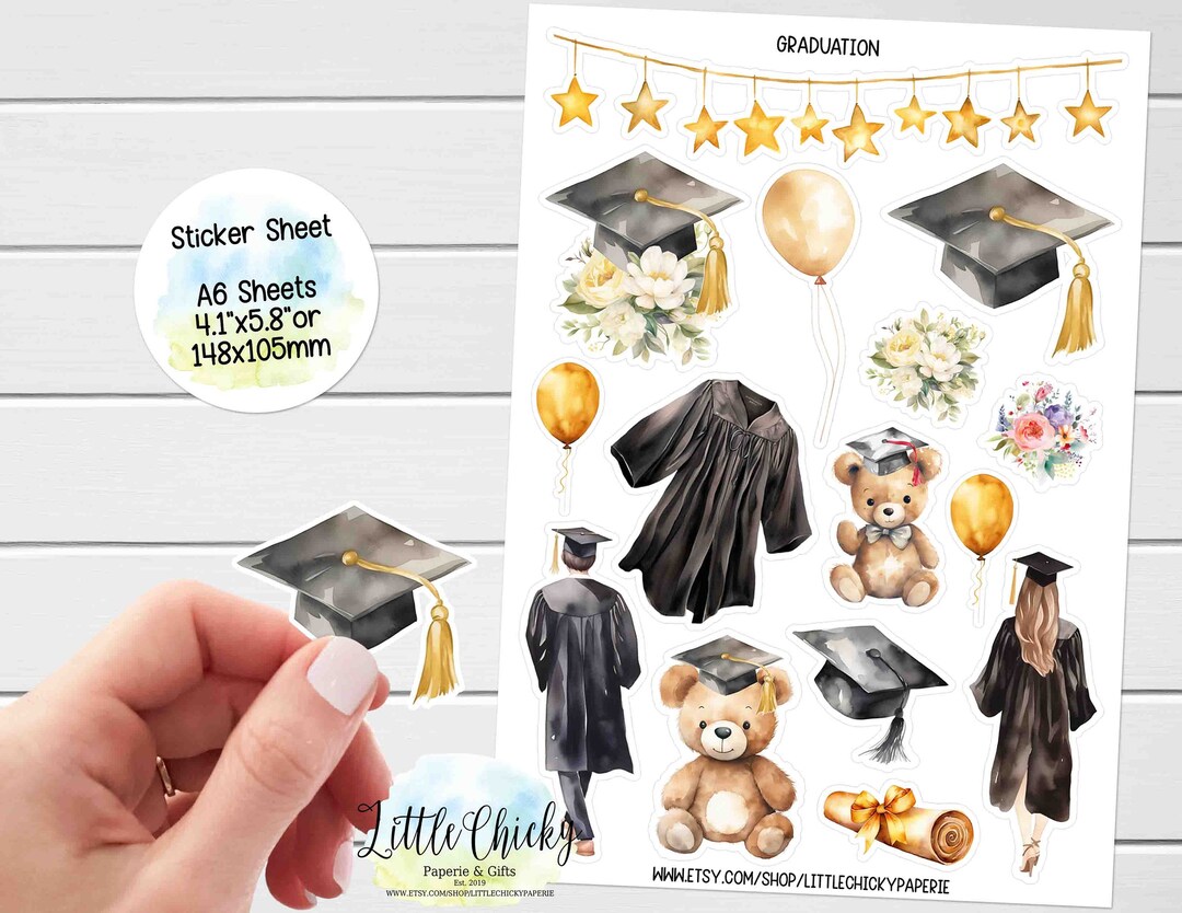 Sticker Sheet - Graduation Planner Stickers, Watercolor Stickers ...