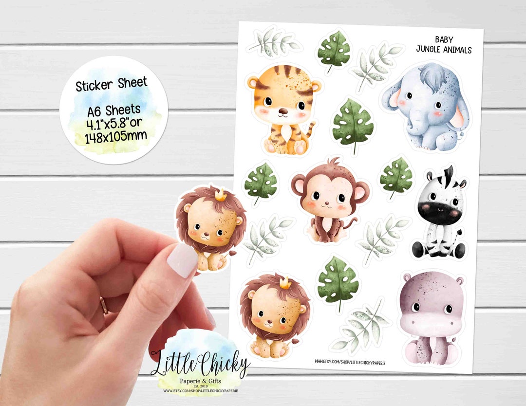 Sticker Sheet - Baby Jungle Animals, Planner Stickers, Scrapbook ...