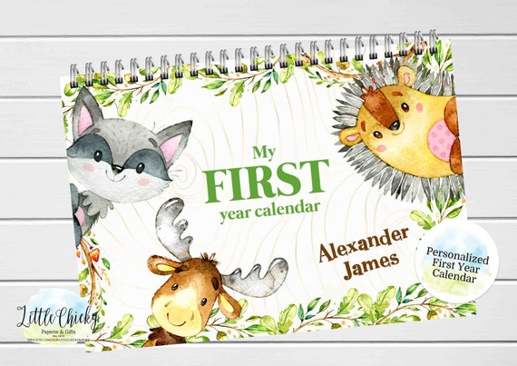 Woodland Animals Baby First Year Calendar Forest Animals | Etsy