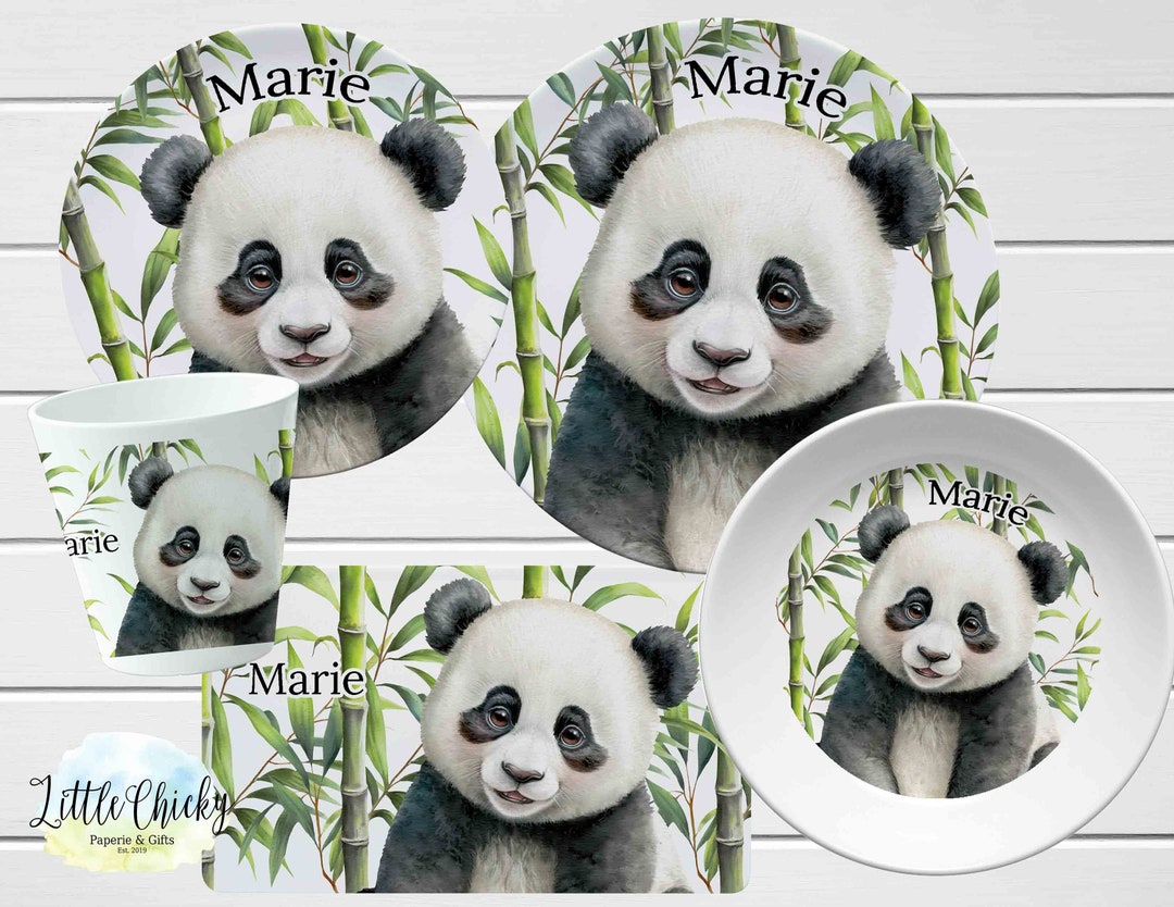 Panda Children's Plate Set, Panda Bear Personalized Plate, Cup ...