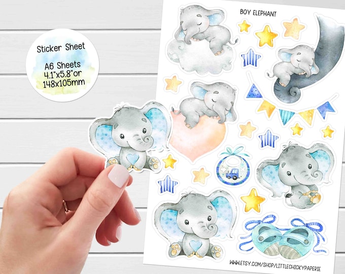Stickers Baby Elephants 1 Transparent or White Waterproof Vinyl ...