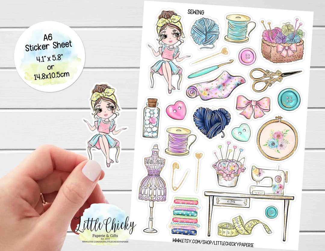 Sticker Sheet - Sewing Planner Stickers, Scrapbook Stickers, Crafting ...