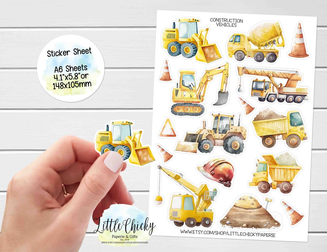 Sticker Sheet - Construction Vehicles, Planner Stickers, Scrapbook ...