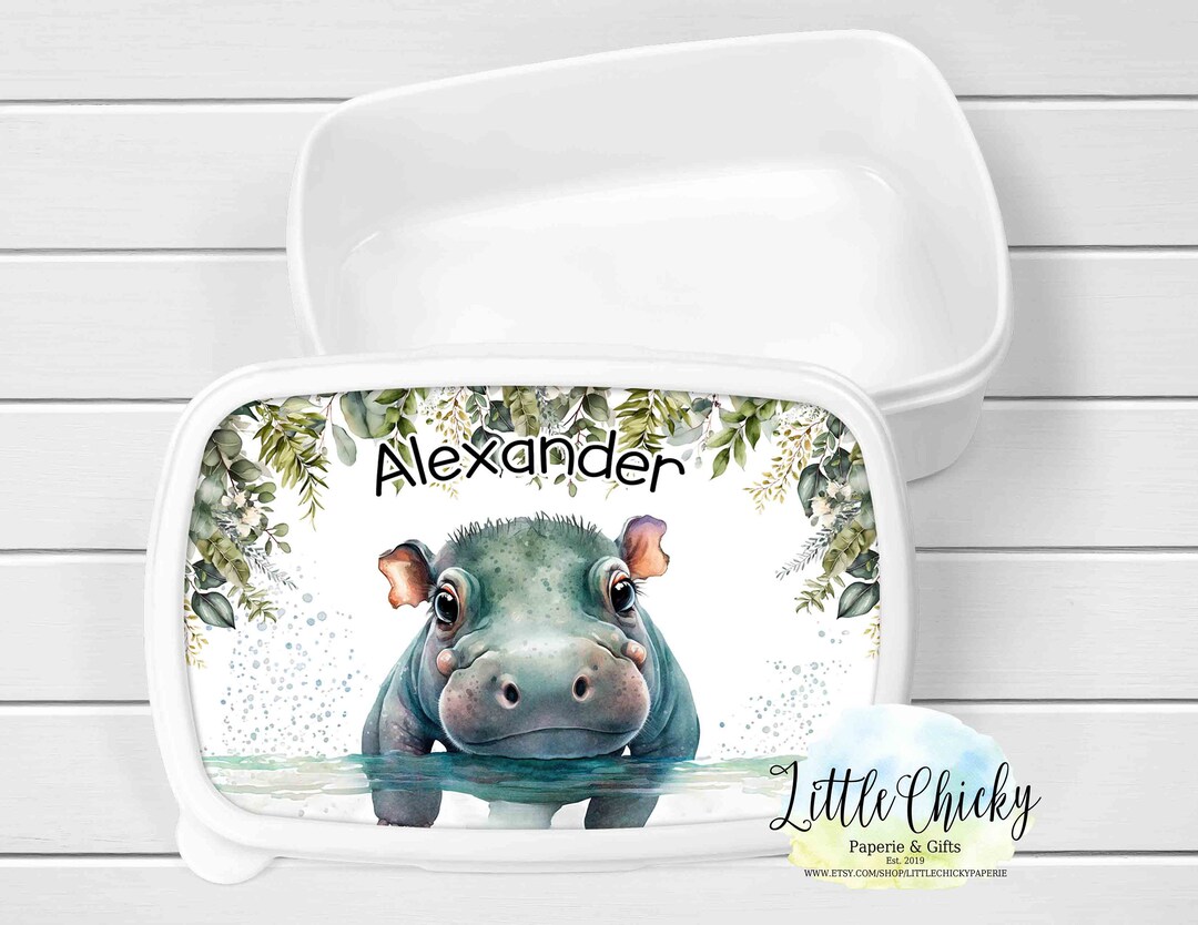Personalized Baby Hippopotamus Lunch Box, Hippo, Vesper Box, Brotbox ...