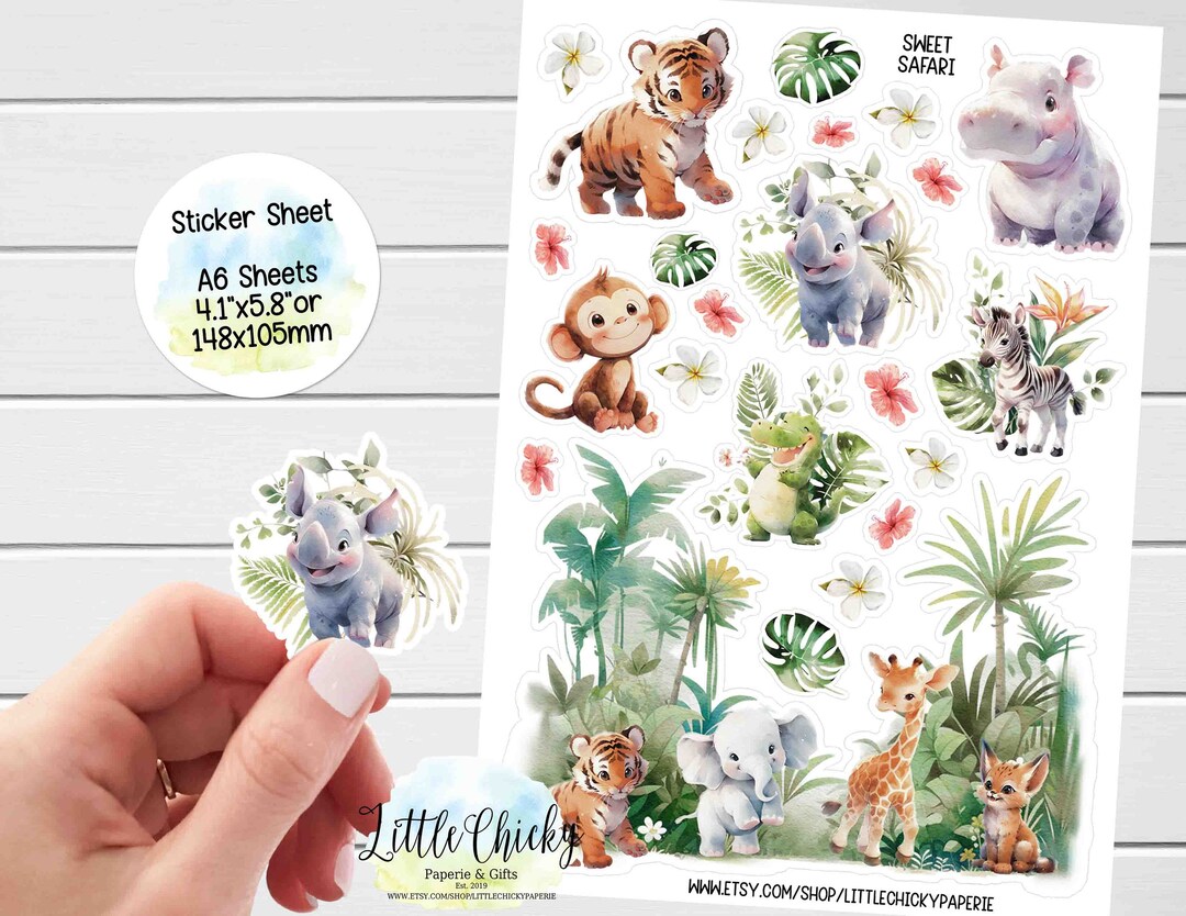 Sticker Sheet - Watercolor Safari Stickers, Sweet Safari Planner ...