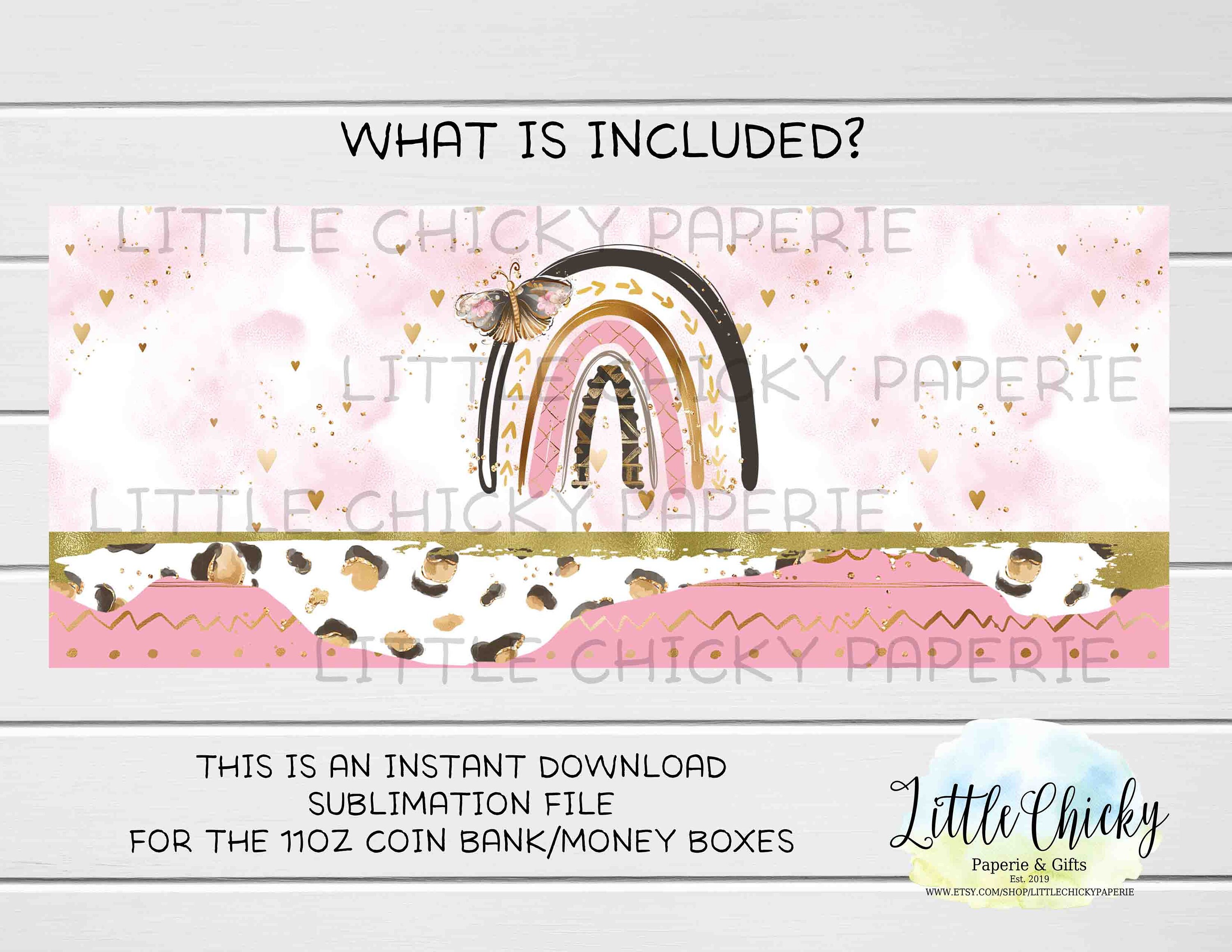 Pink Boho Rainbow Money Box Coin Bank Full Wrap Sublimation - Etsy