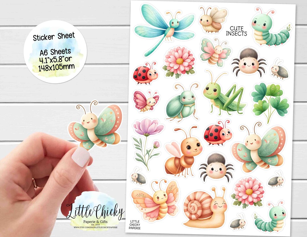 Sticker Sheet - Cute Insect Planner Stickers, Cute Bugs Stickers ...