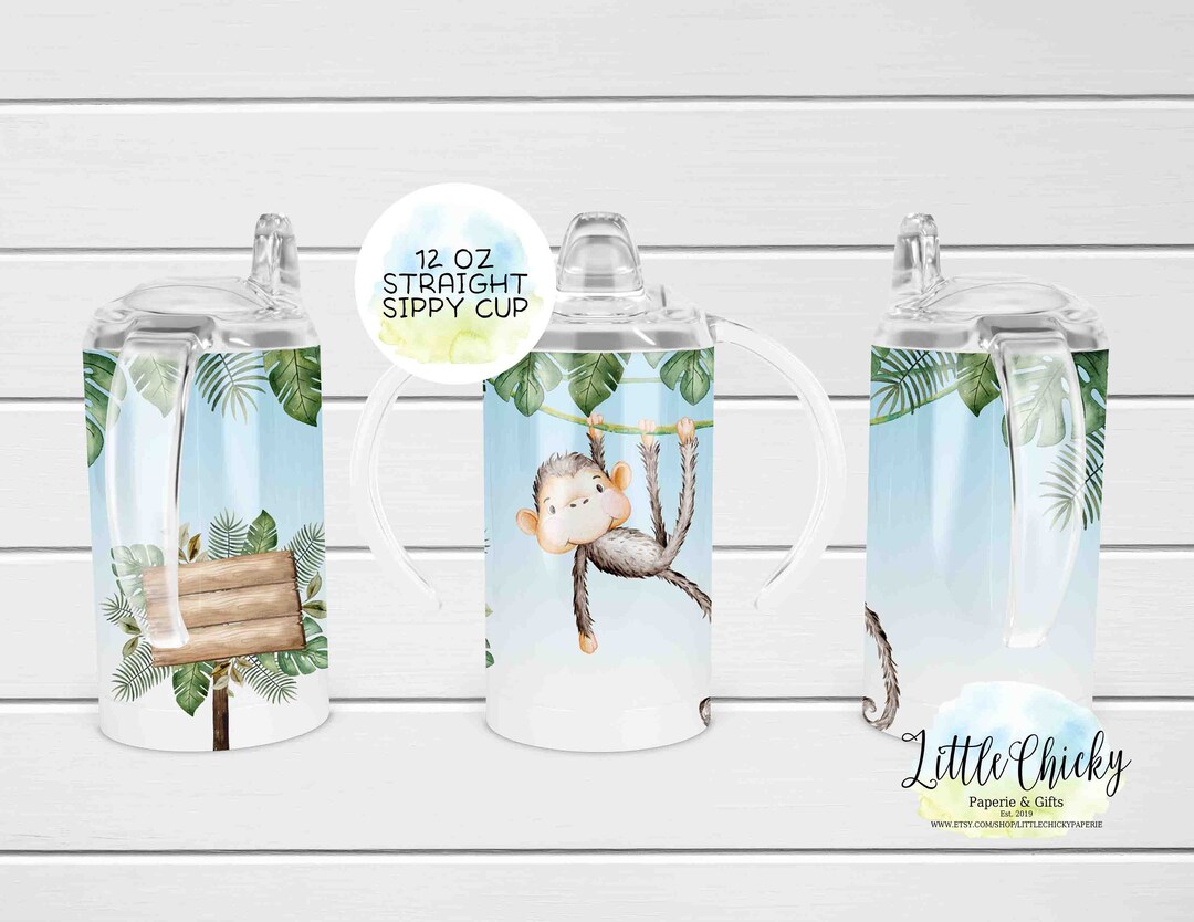 12oz Straight Sublimation Sippy Cup Wrap, Monkey Sippy Cup Sublimation ...