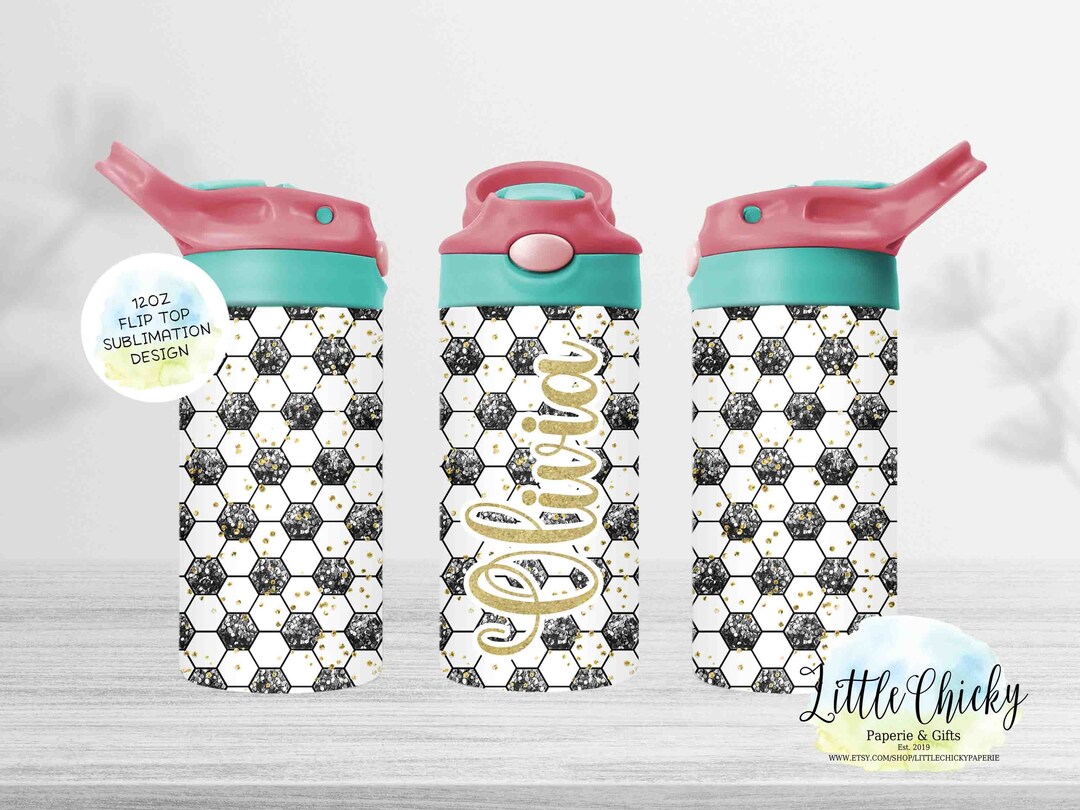 12oz Kids Flip Top Sippy Cup Sublimation Design, Soccer, Football Flip ...